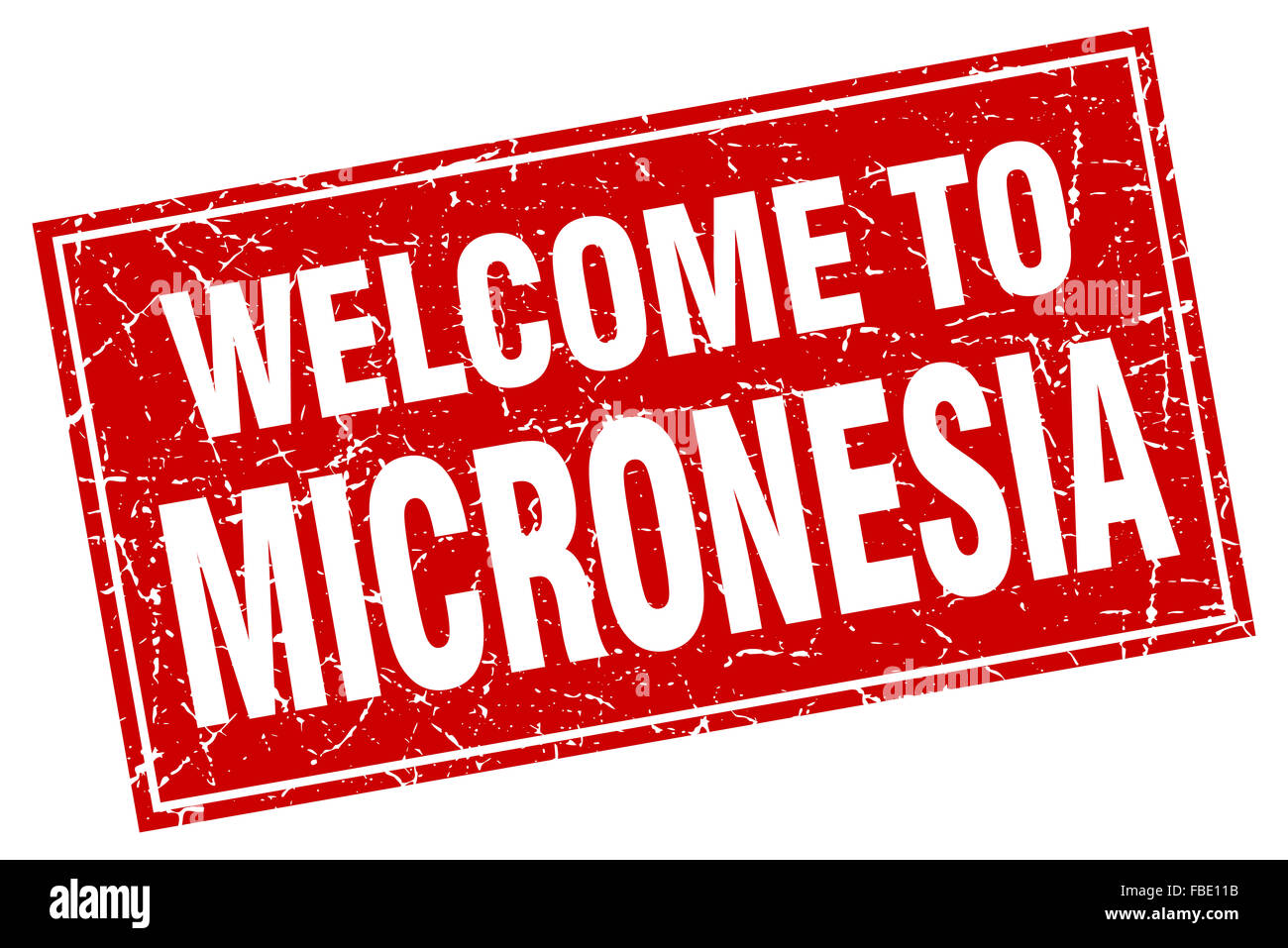 Micronesia red square grunge welcome to stamp Stock Photo - Alamy