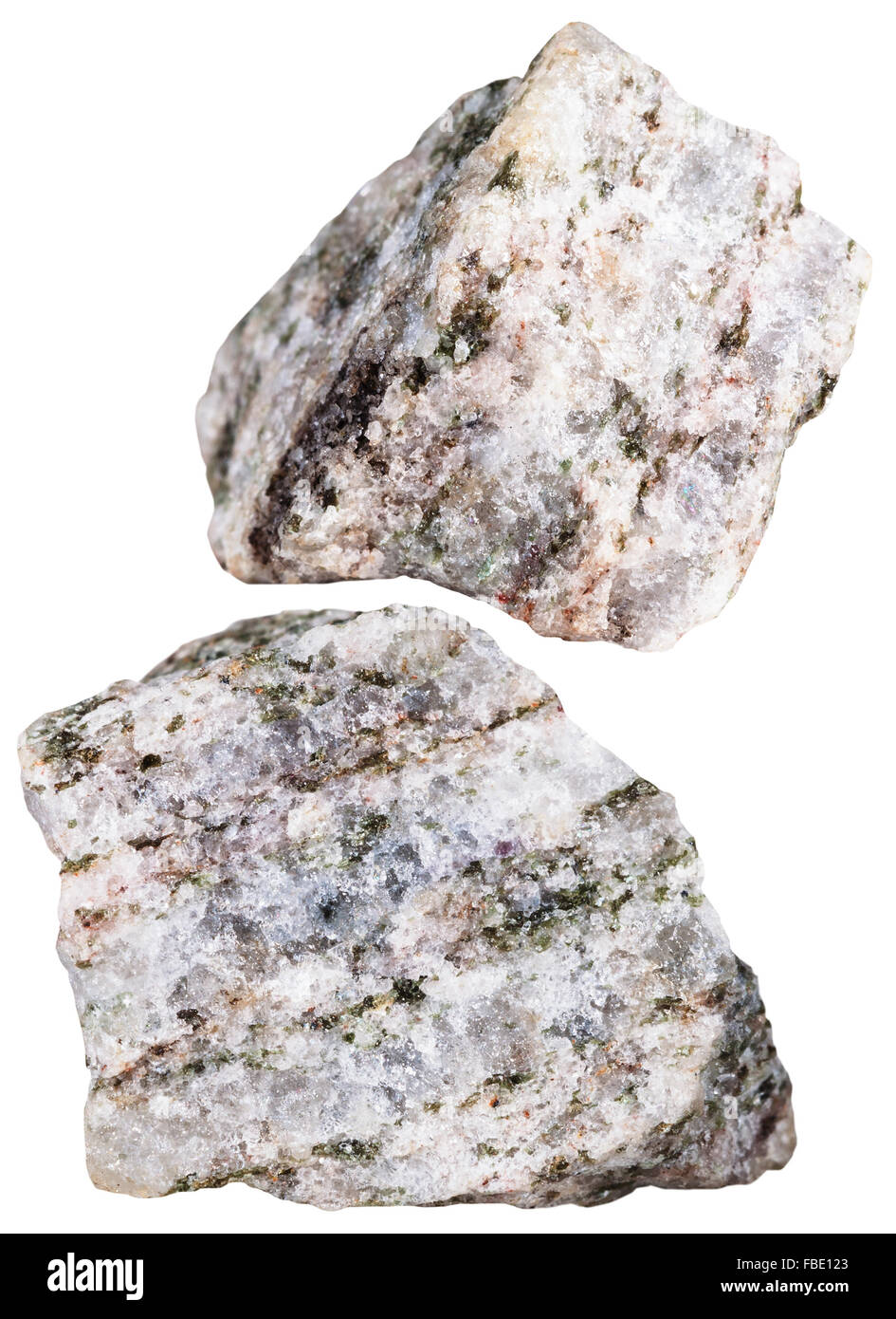 macro shooting of specimen natural rock - two pieces of Apatite mineral ...