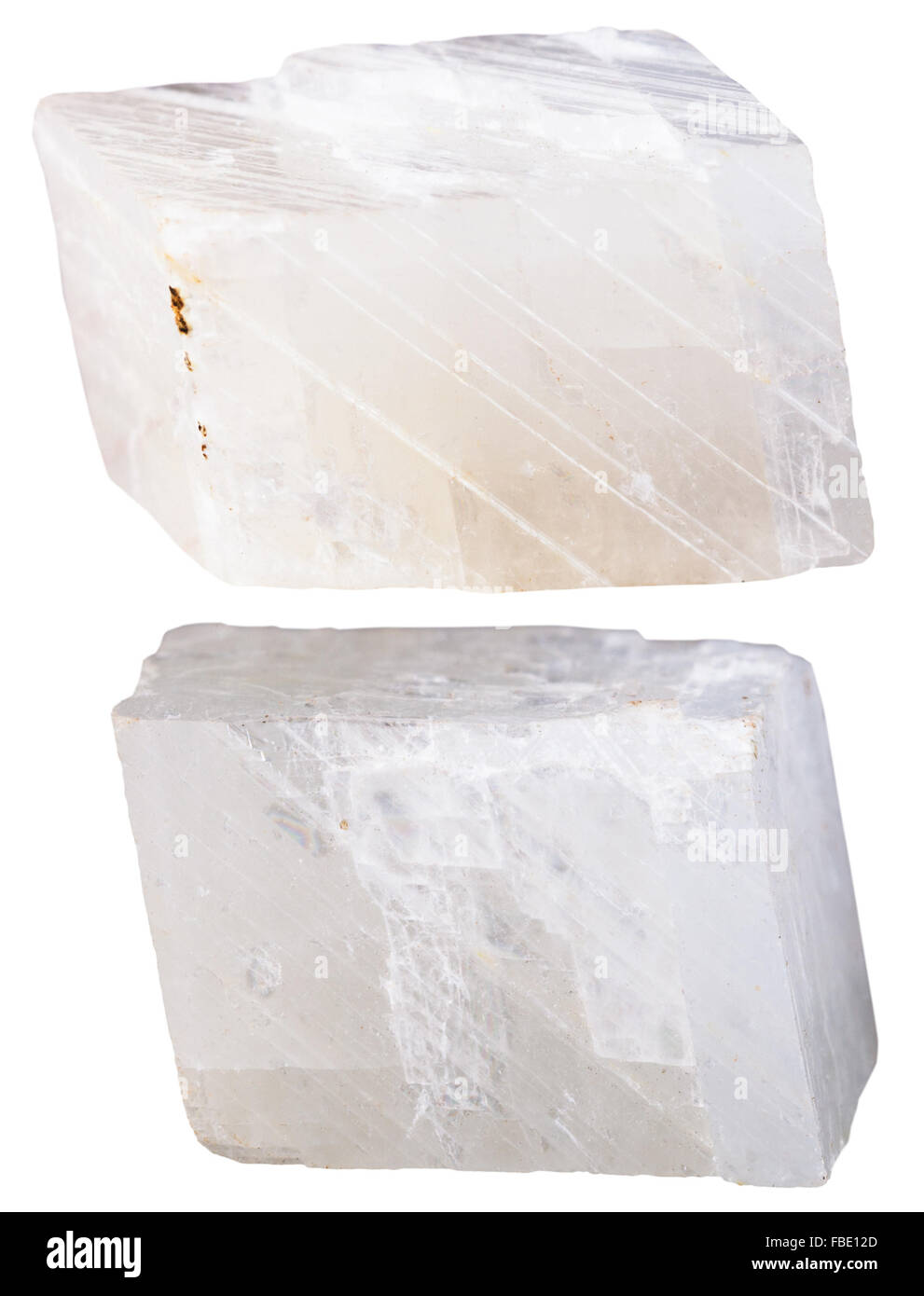 macro shooting of specimen natural rock - two pieces of white calcite ...