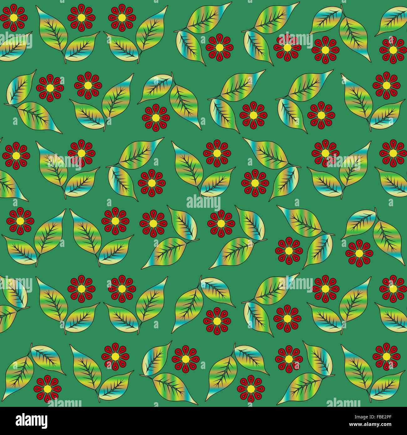 Foliage and flowers pattern. Digital art Stock Photo - Alamy