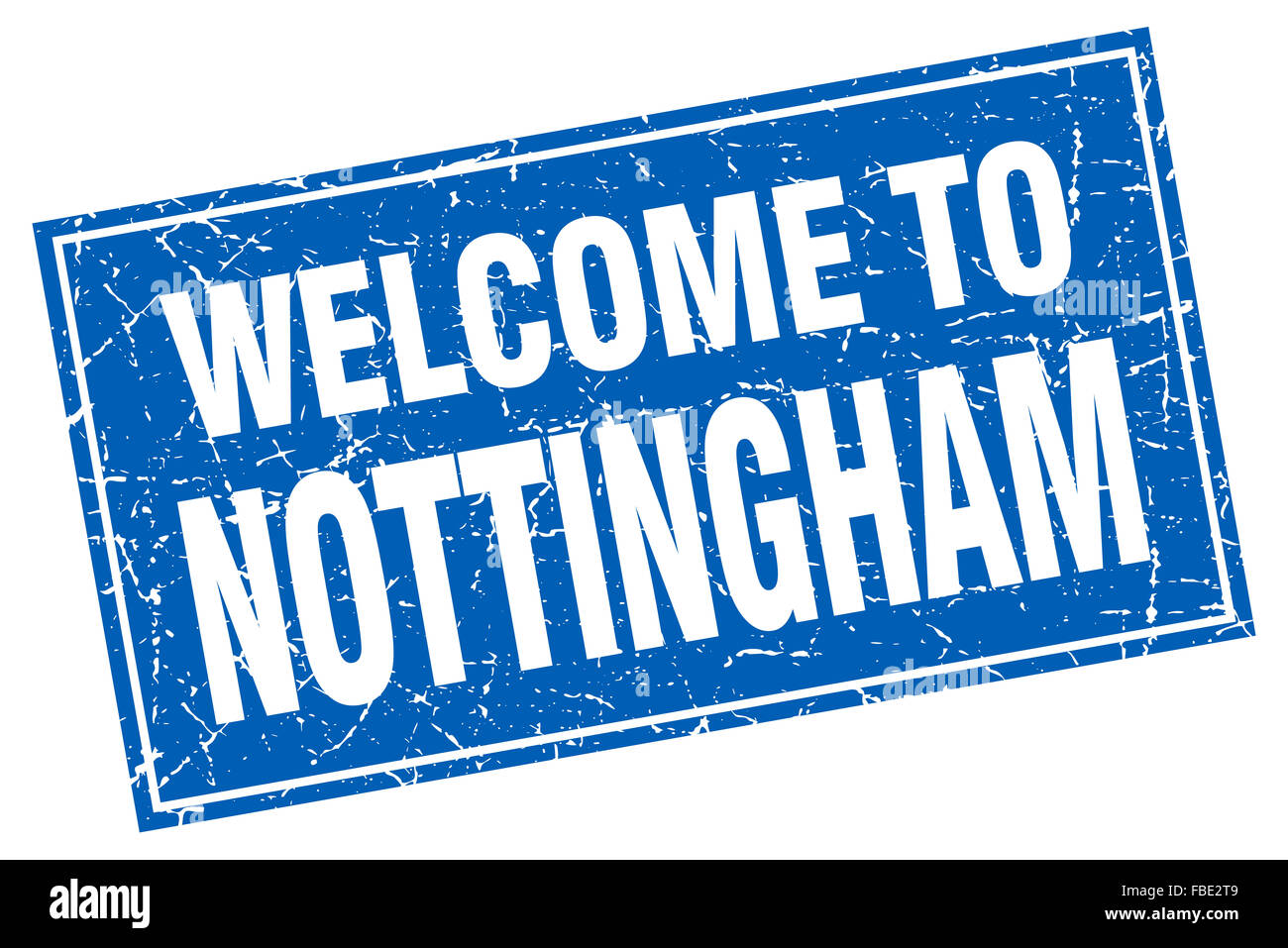 Nottingham blue square grunge welcome to stamp Stock Photo - Alamy