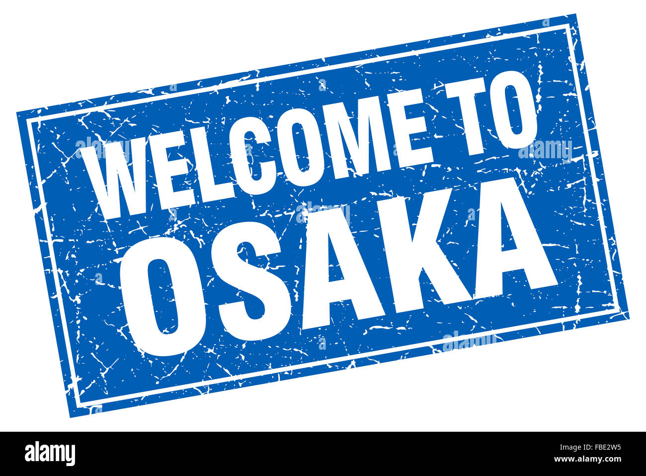 Osaka blue square grunge welcome to stamp Stock Photo - Alamy