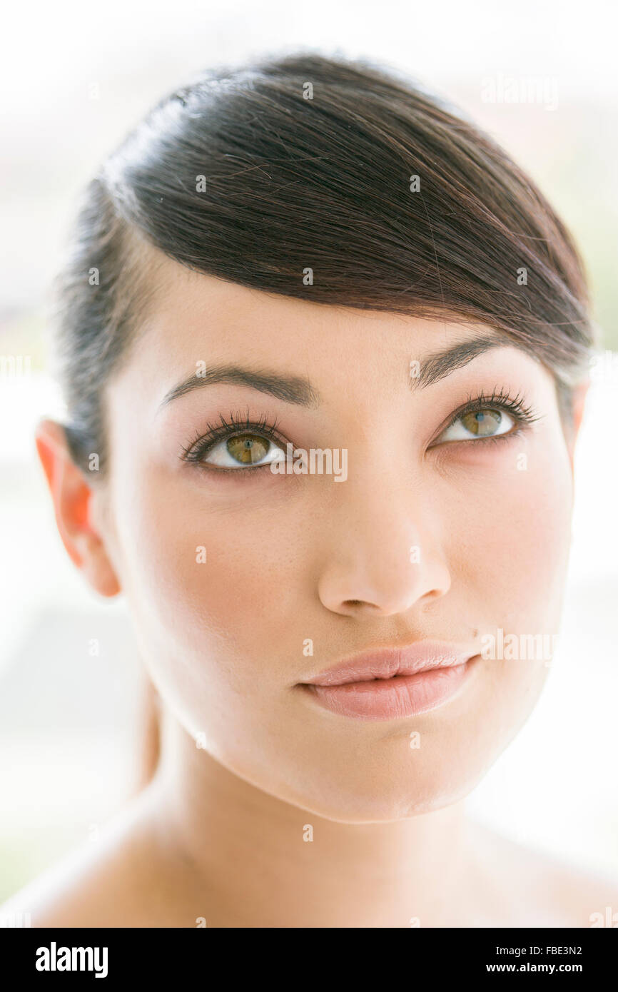 Beauty portrait of young dark haired woman, closeup Stock Photo - Alamy