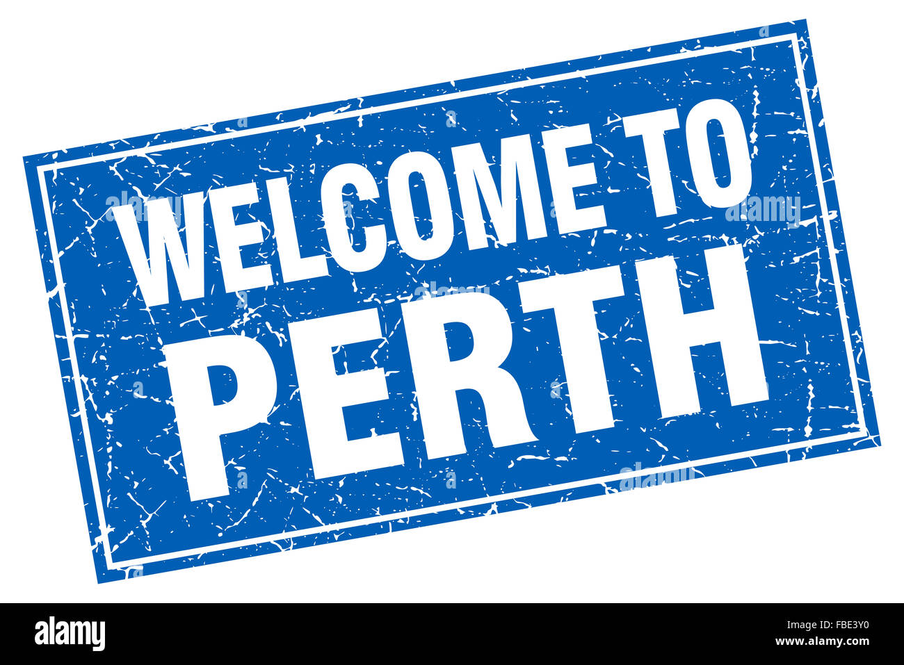Perth blue square grunge welcome to stamp Stock Photo - Alamy