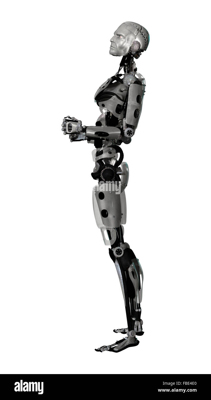 3D digital render of a male cyborg isolated on white background Stock ...