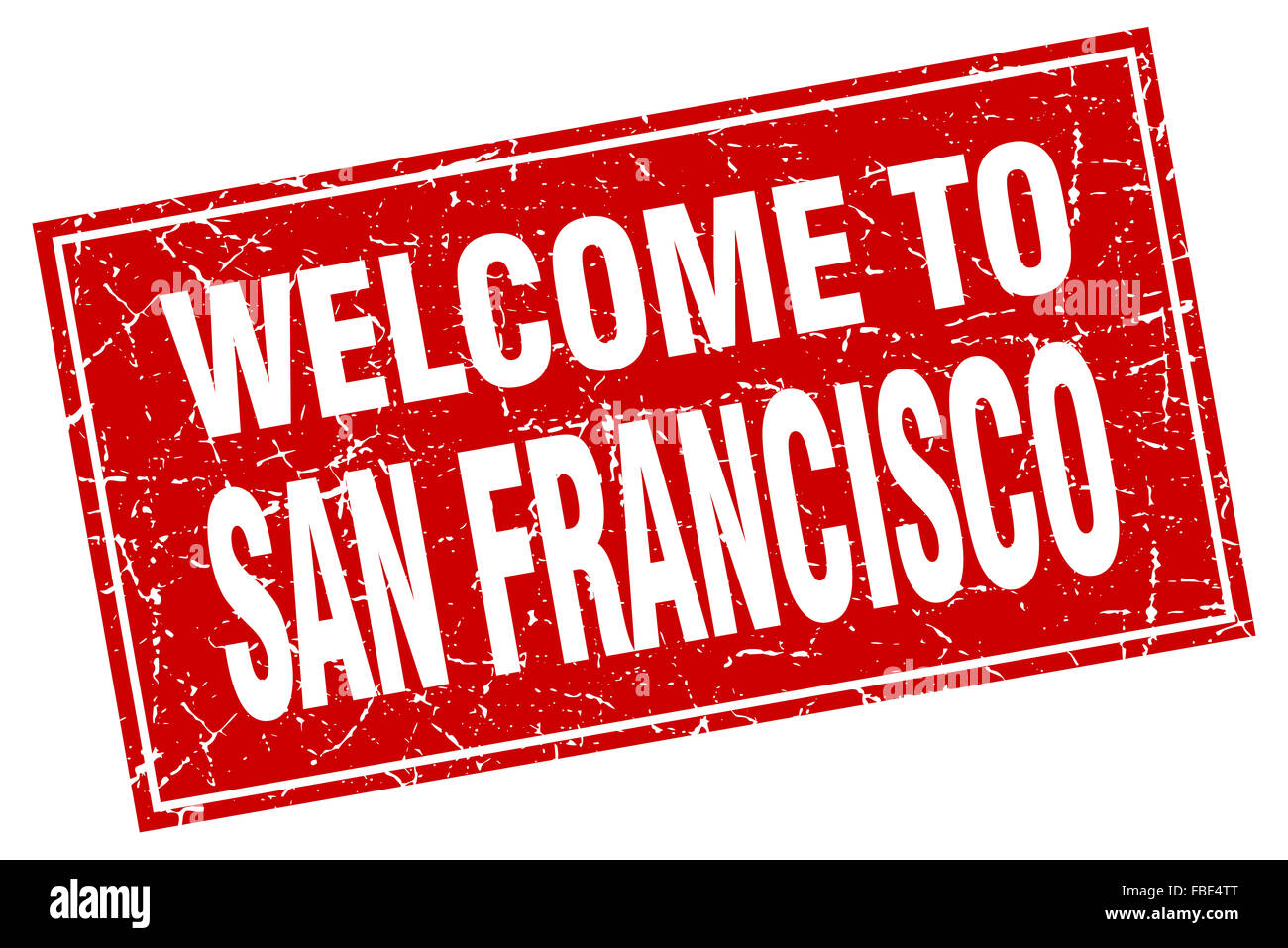 San Francisco red square grunge welcome to stamp Stock Photo - Alamy