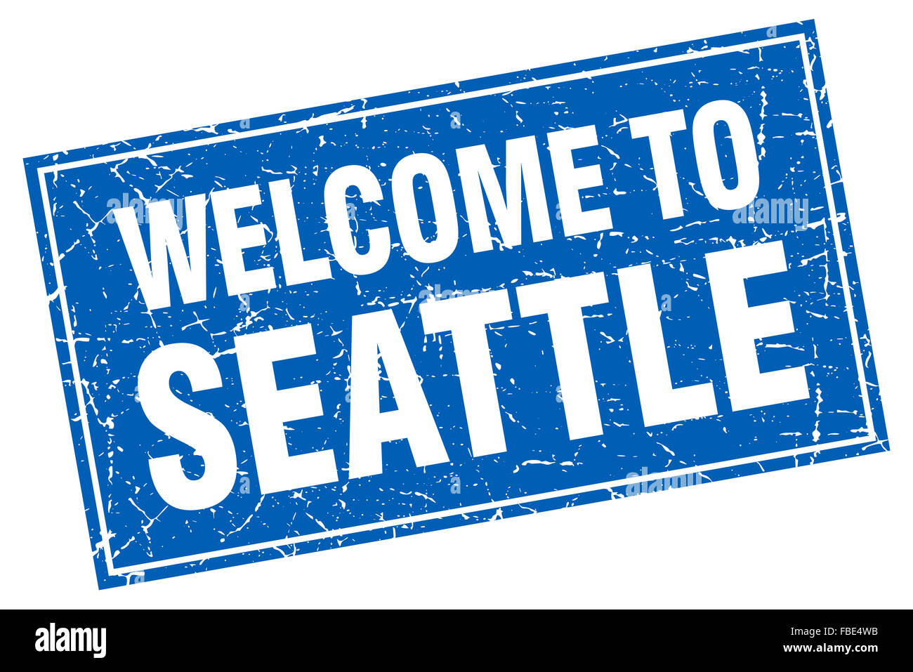 Seattle blue square grunge welcome to stamp Stock Photo - Alamy