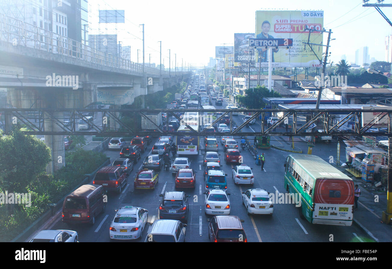 Express buses hit the road. Buses, trucks, scooters, motorcycles, cars ...
