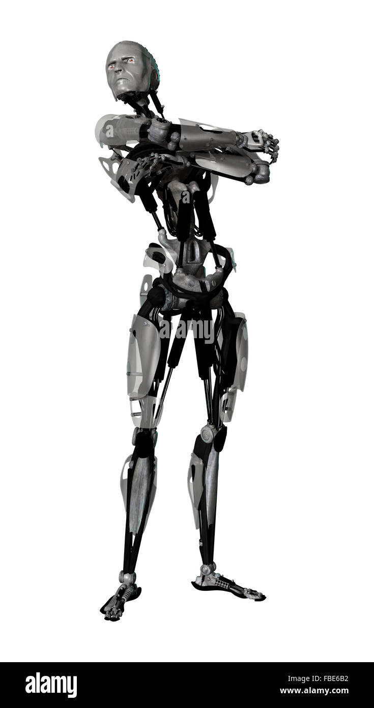 3D digital render of a male cyborg isolated on white background Stock ...