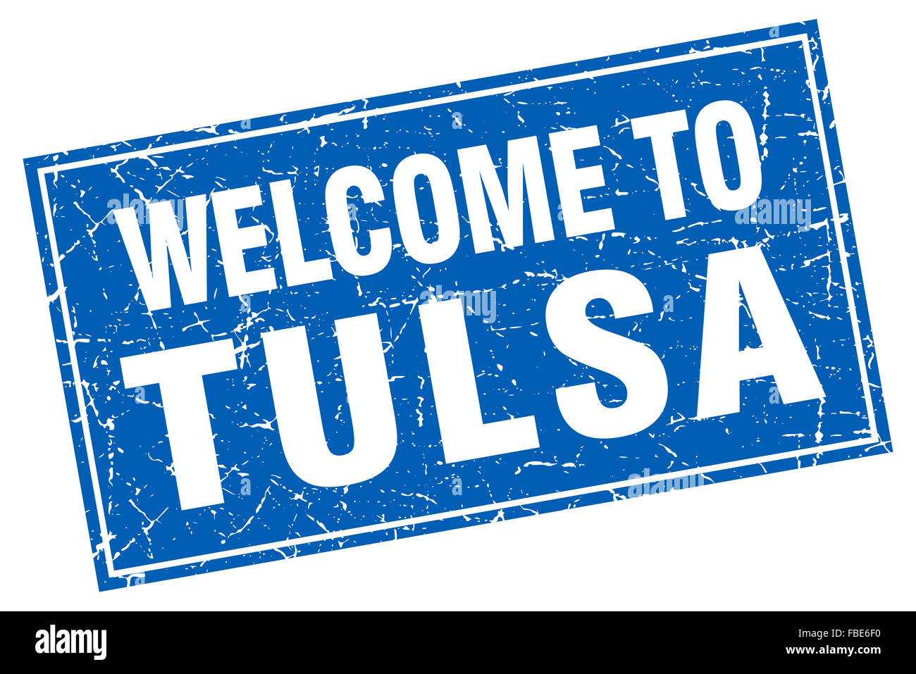 Tulsa blue square grunge welcome to stamp Stock Photo - Alamy