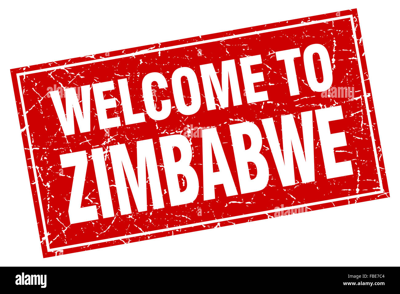 Zimbabwe red square grunge welcome to stamp Stock Photo - Alamy