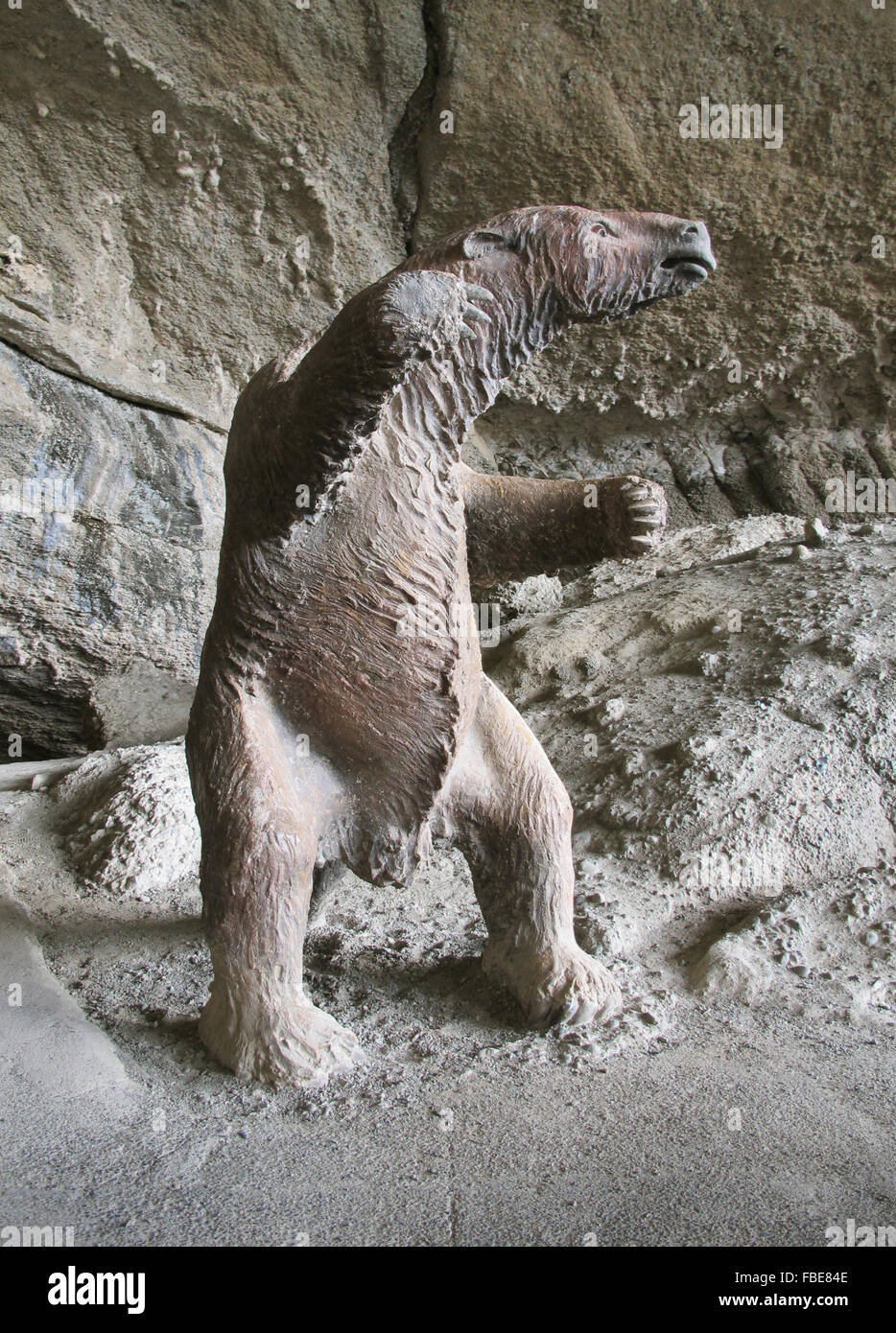 Chile. Patagonia. Milodon model in a cave. Vertical Stock Photo - Alamy