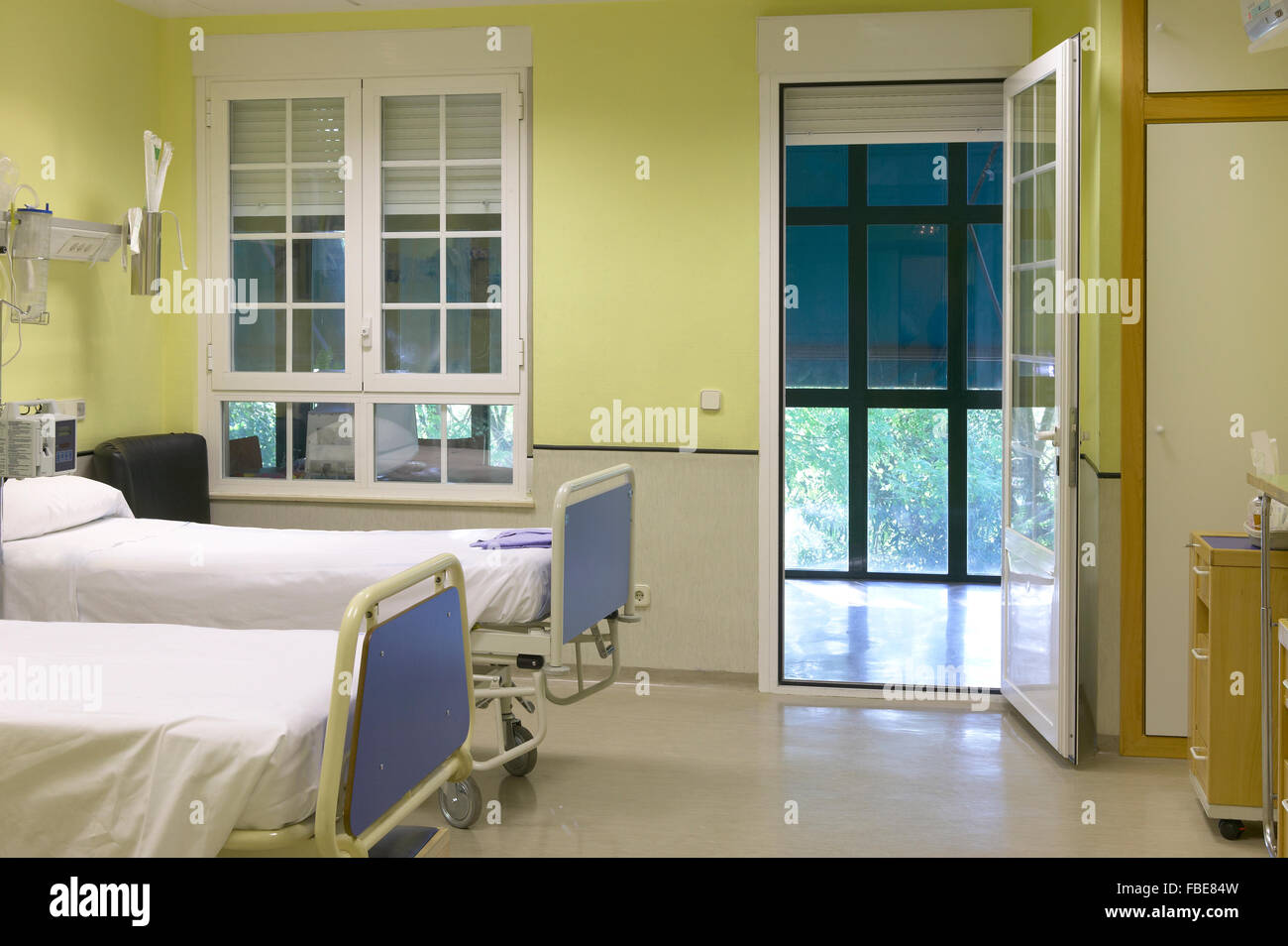 Hospital room with beds and furniture. Horizontal Stock Photo - Alamy