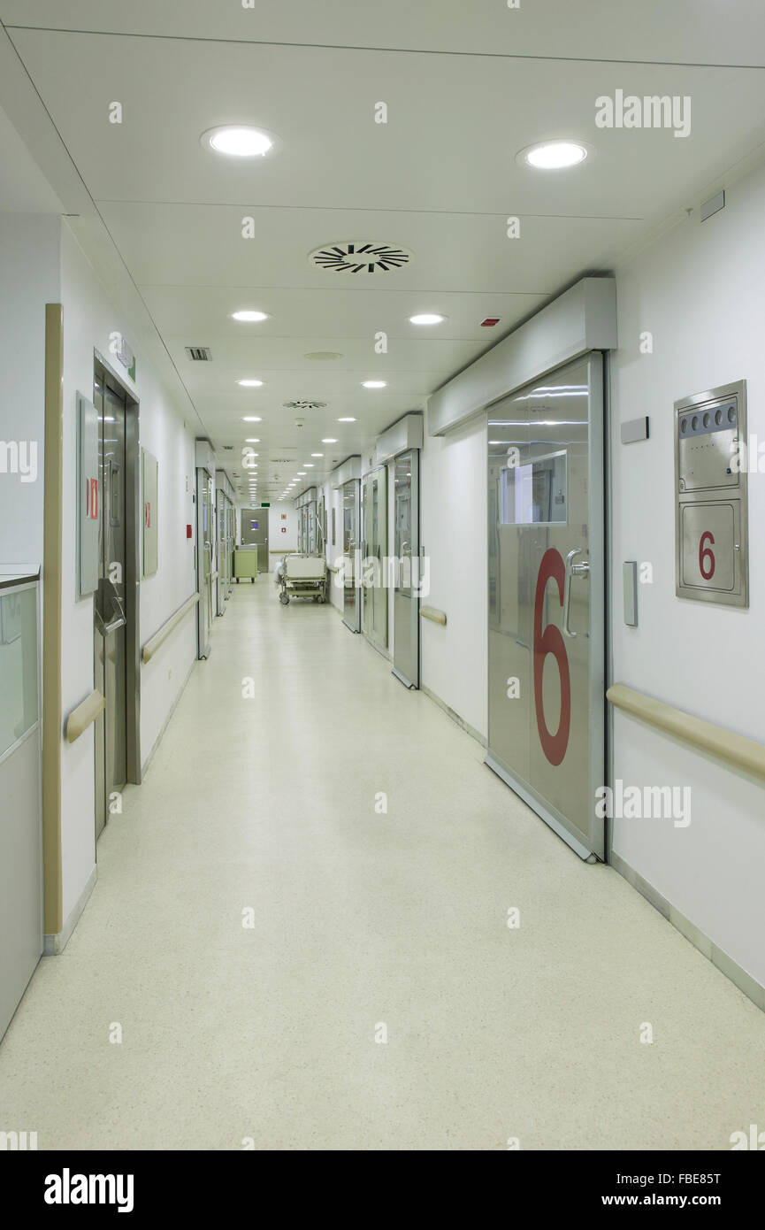 Hospital emergency and surgery corridor. Vertical Stock Photo - Alamy