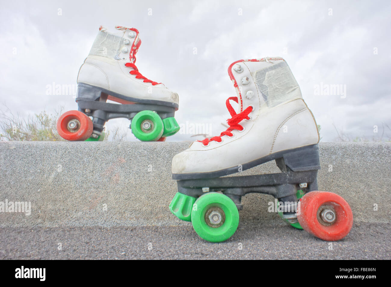 Old Vintage White Skate Boot Stock Photo - Alamy