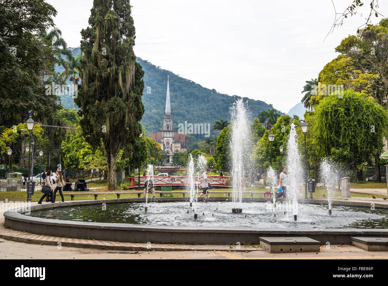 Centre of the city with the Cathedral in distance, Petropolis, state of ...