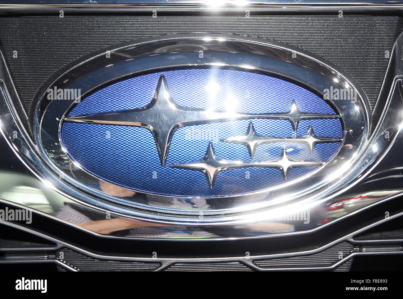 A Subaru logo seen during the second press day at the North American ...