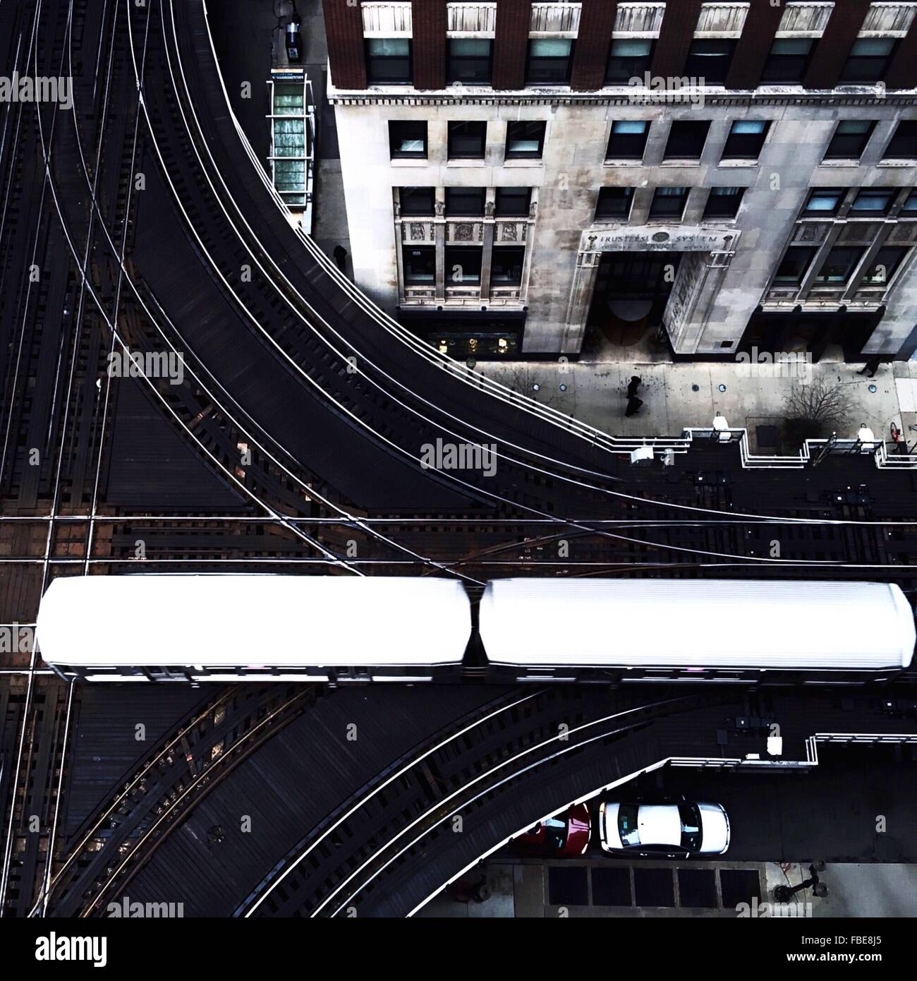 High Angle View Of Train Tracks Along Built Structures Stock Photo - Alamy