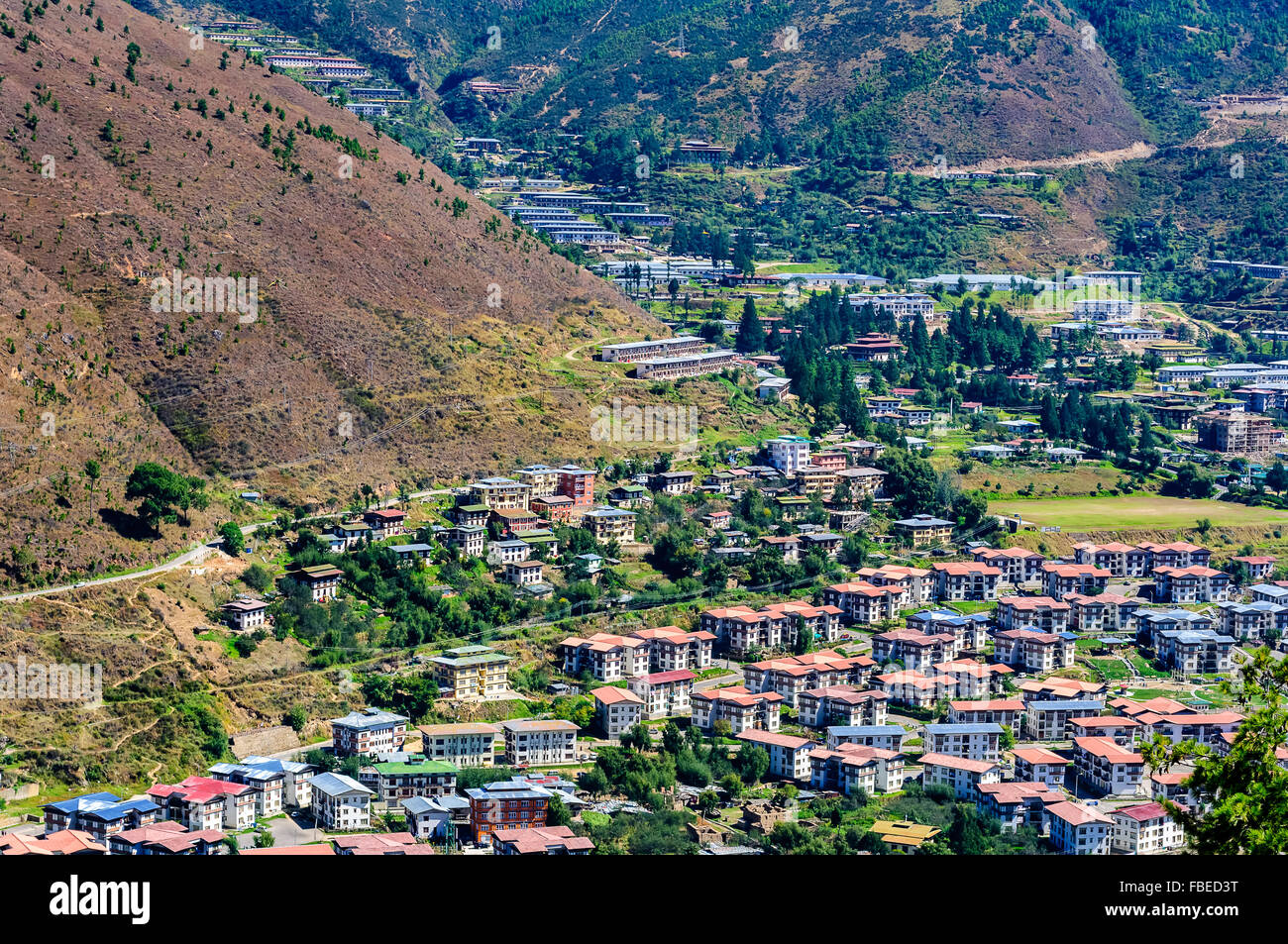 View of Thimphu Capital of Bhutan valley of Himalayas and it's ...