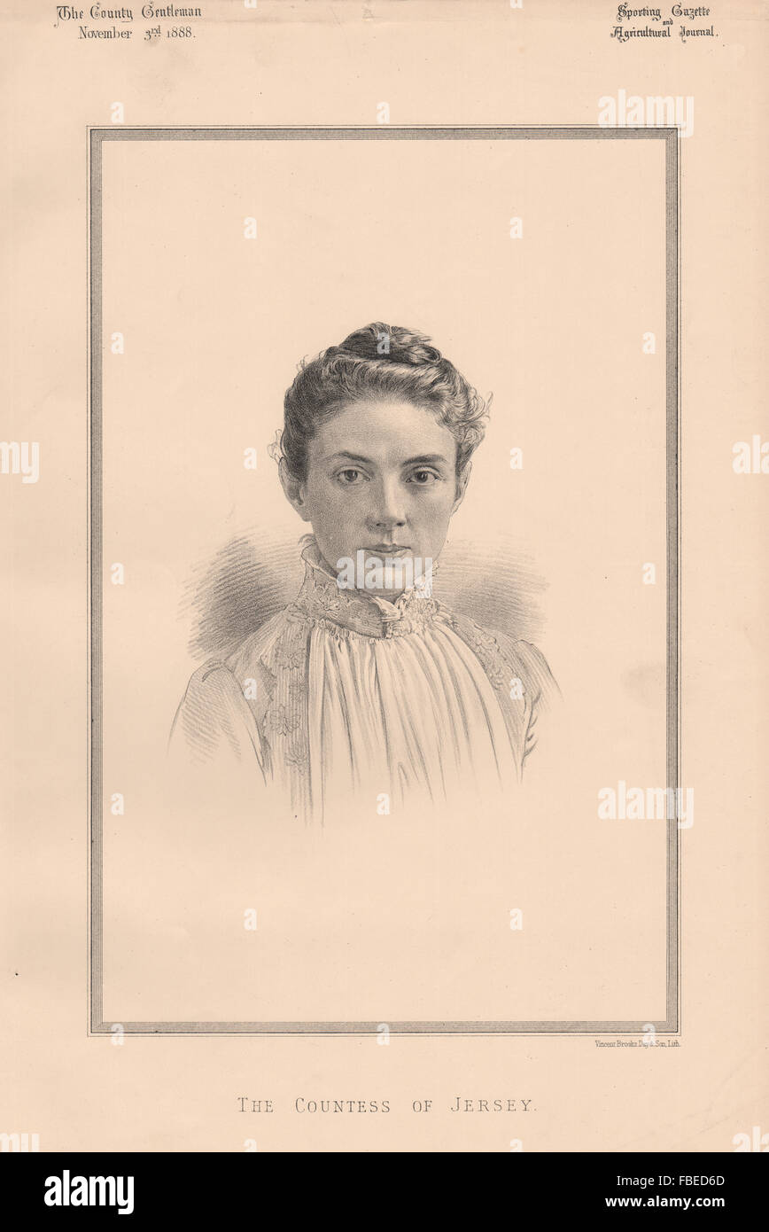 The Countess of Jersey, antique print 1888 Stock Photo - Alamy