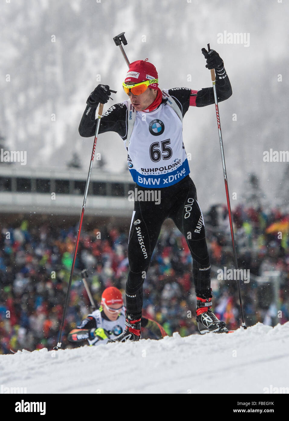 Jeremy Finello of Switzerland in action during the men's 20km run at ...