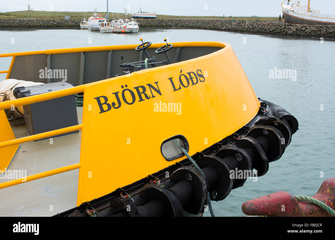 Iceland Hofn village fishing boating colorful ship abstrracts in marina ...