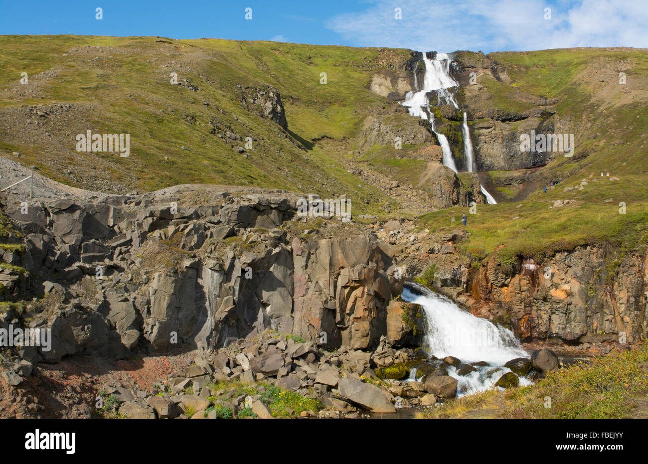 Iceland Rjukandi waterfalls in sunshine also called Yst i-Rjukandi with ...