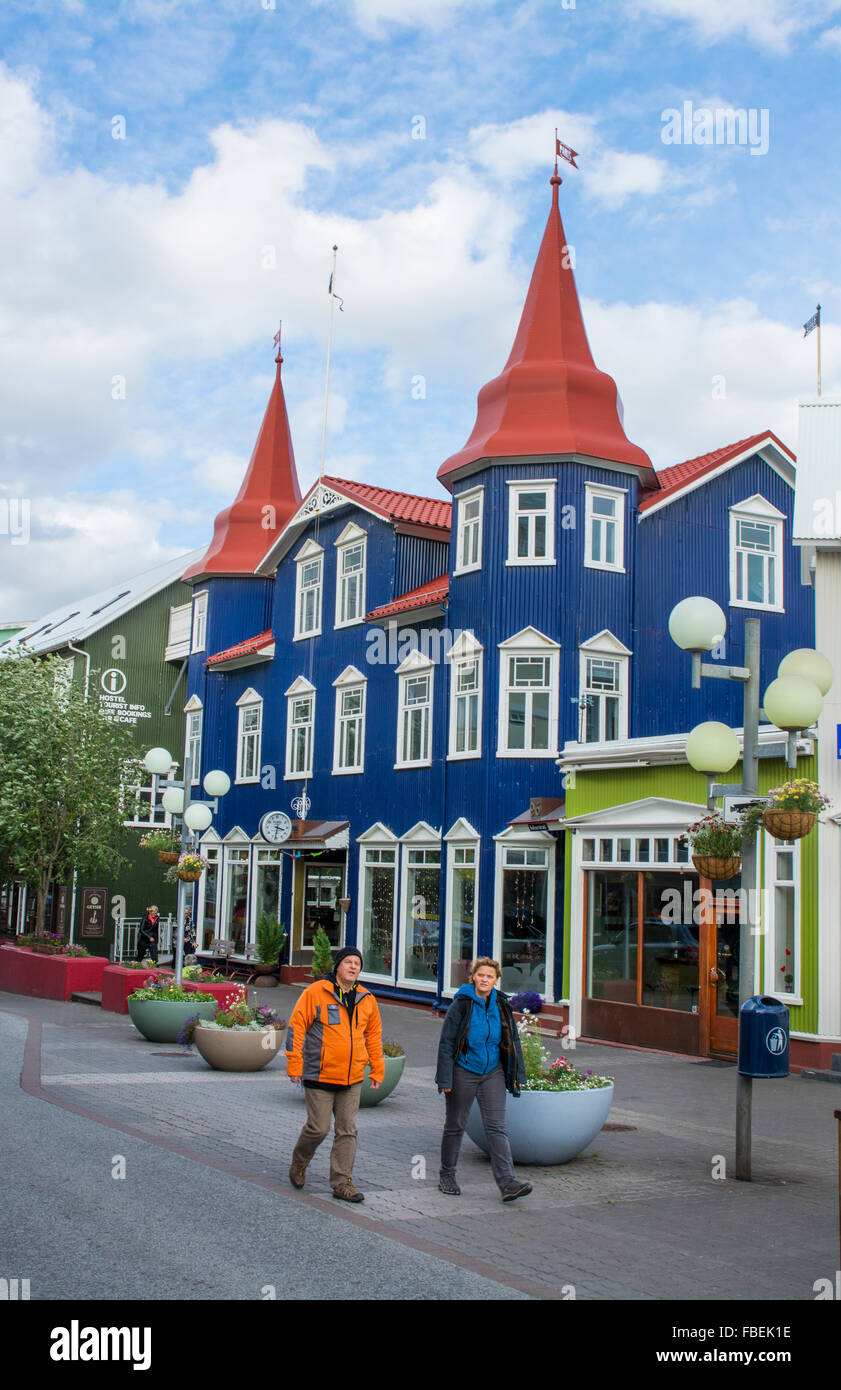 Iceland Akureyri downtown center second largest city walking street ...