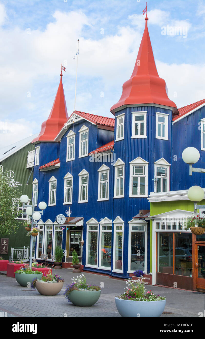 Iceland Akureyri downtown center second largest city walking street ...