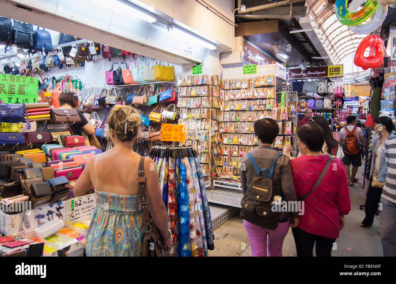 Hong Kong China Stanley Market famous shopping center for tourists with ...
