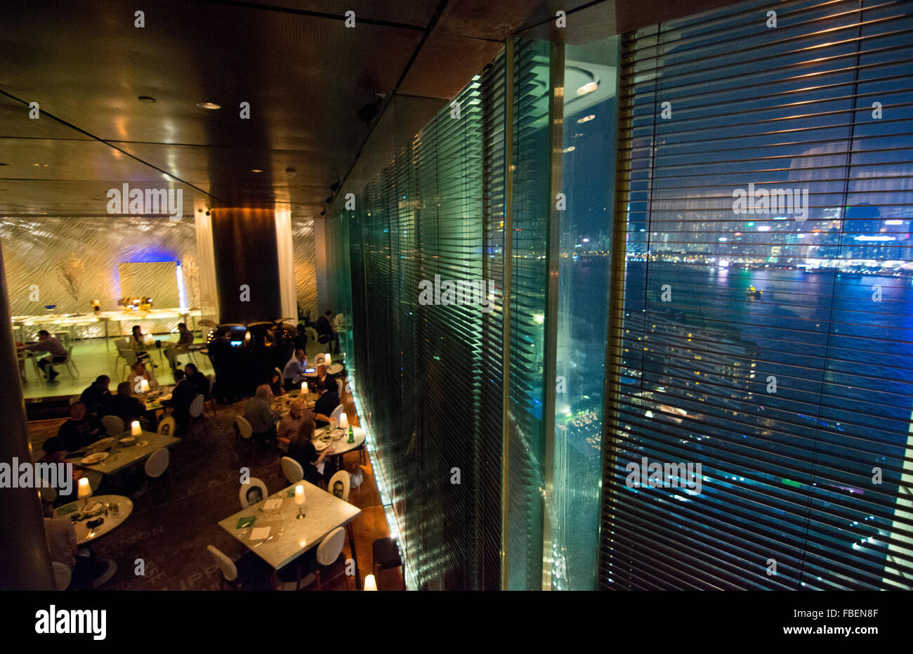 Hong Kong China Peninsula Hotel Felix Bar at night exclusive expensive ...