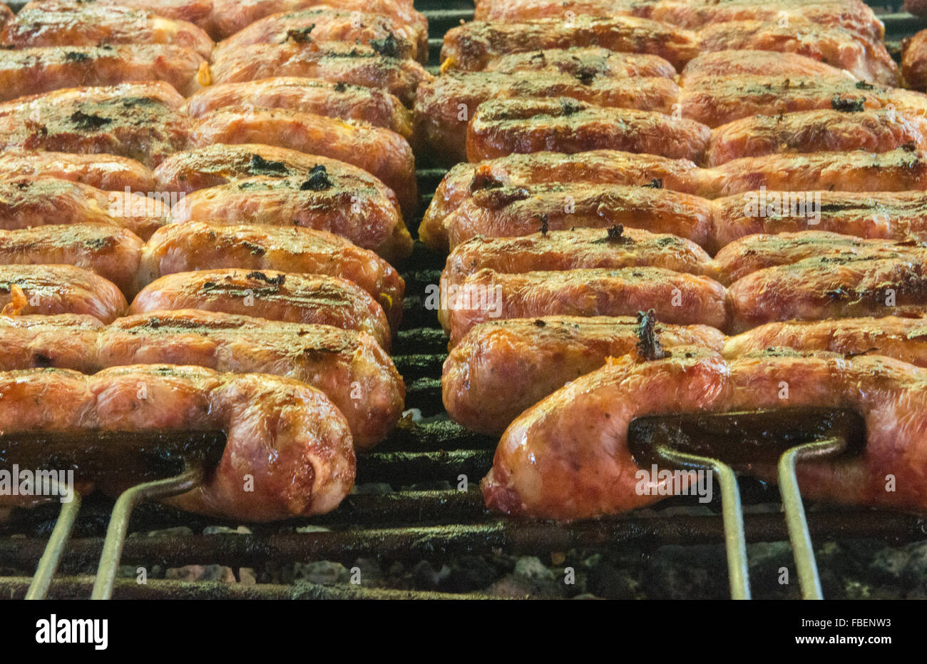 Buenos Aires Argentina cooking food sausages on fire Gaucho cowboy ...