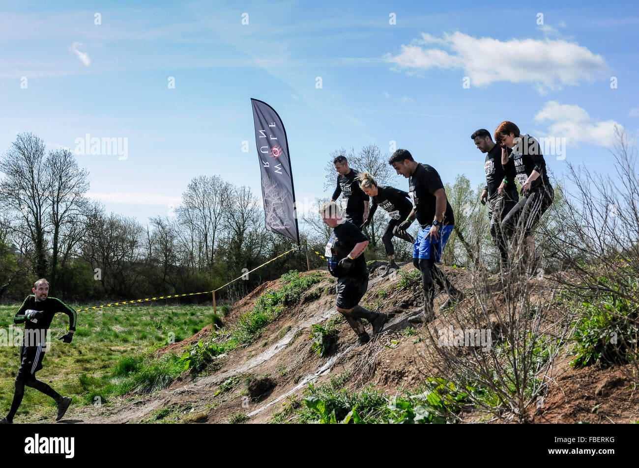 Runners at obstacle course race, UK Stock Photo - Alamy