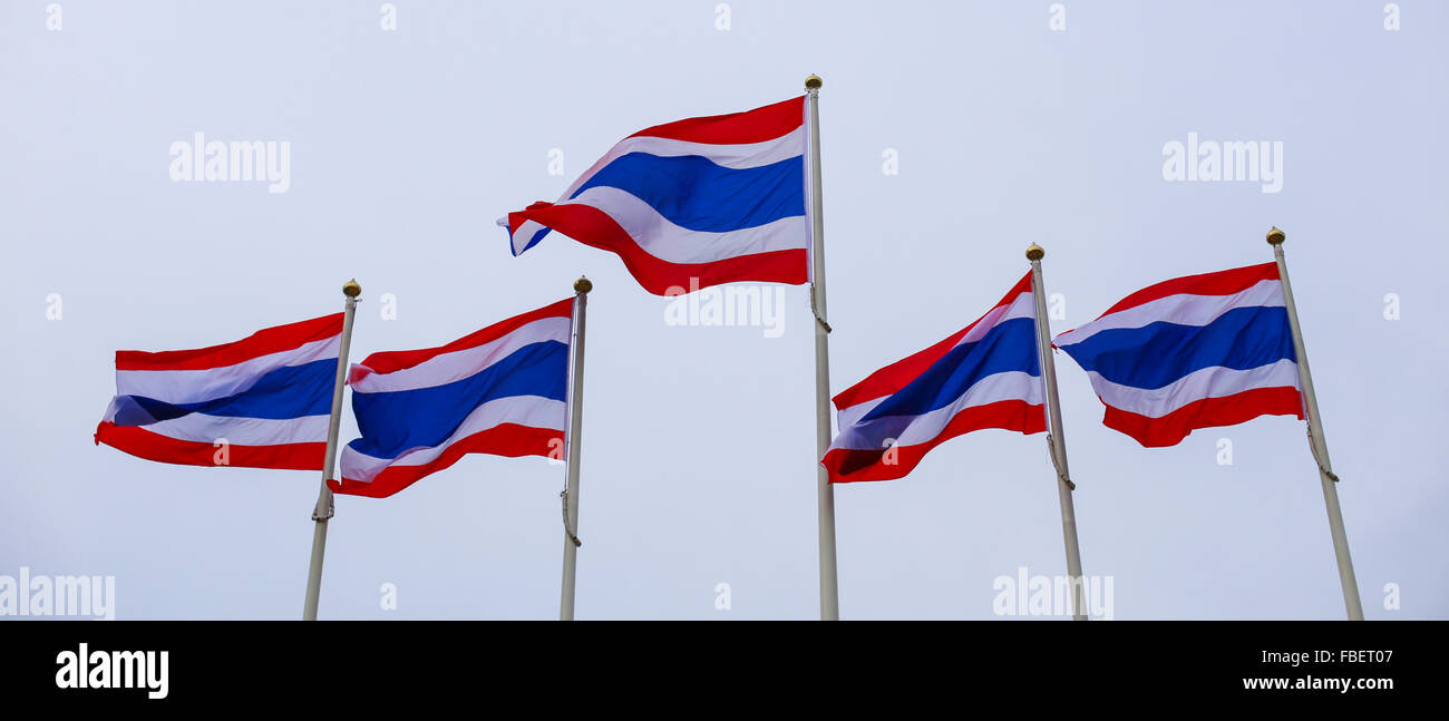 Red, White And Blue, Flags Flying Against Sky Stock Photo - Alamy