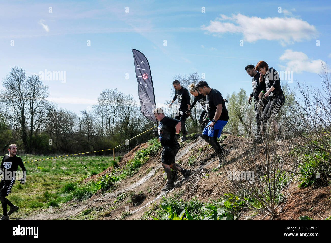 Runners at obstacle course race, UK Stock Photo - Alamy