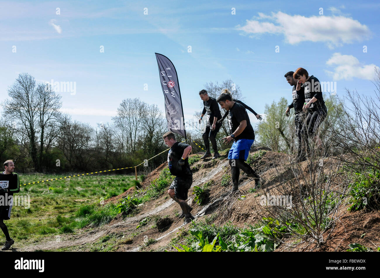 Runners at obstacle course race, UK Stock Photo - Alamy