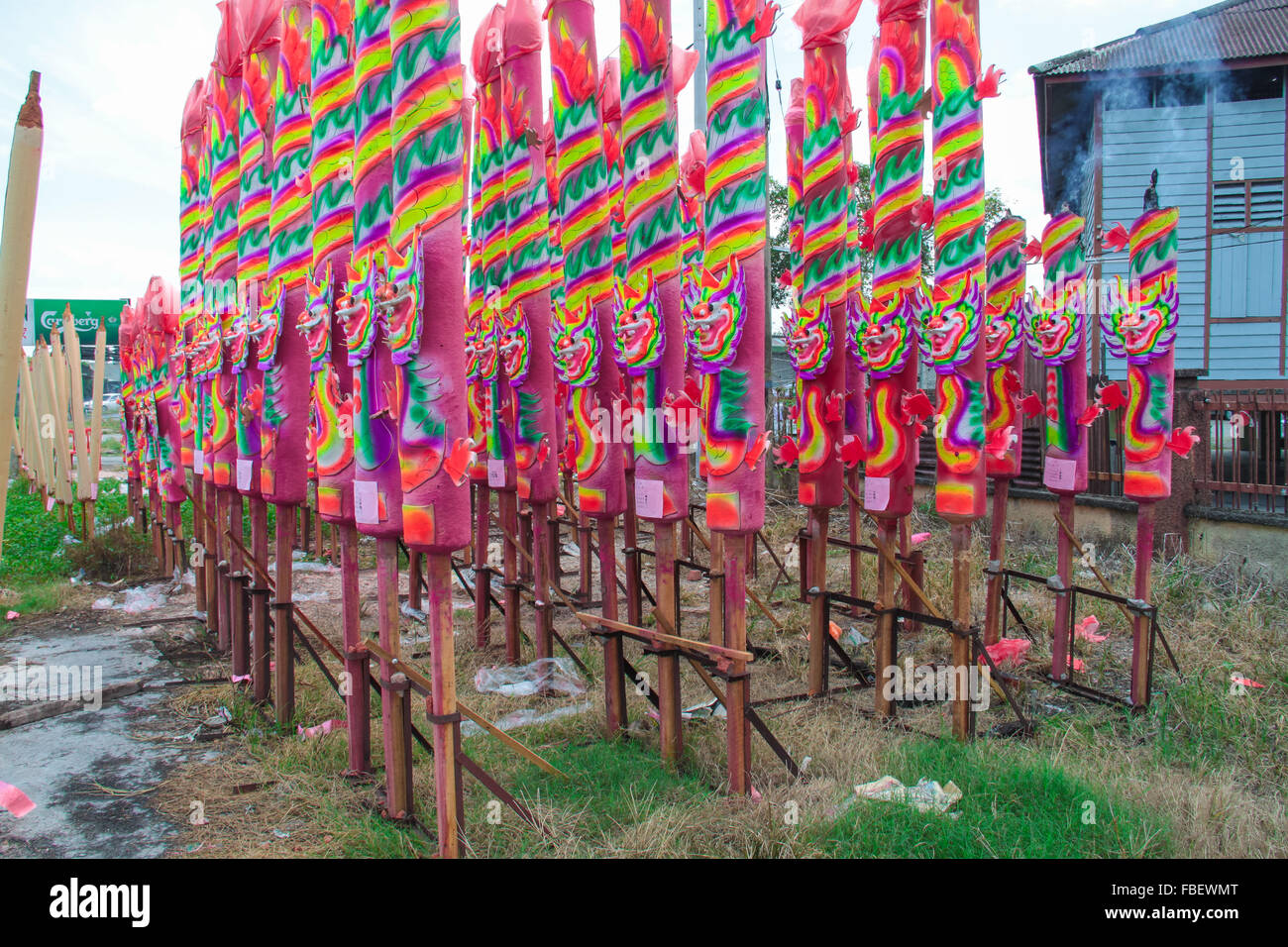 Big chinese joss stick in a row for offering ceremony Stock Photo - Alamy