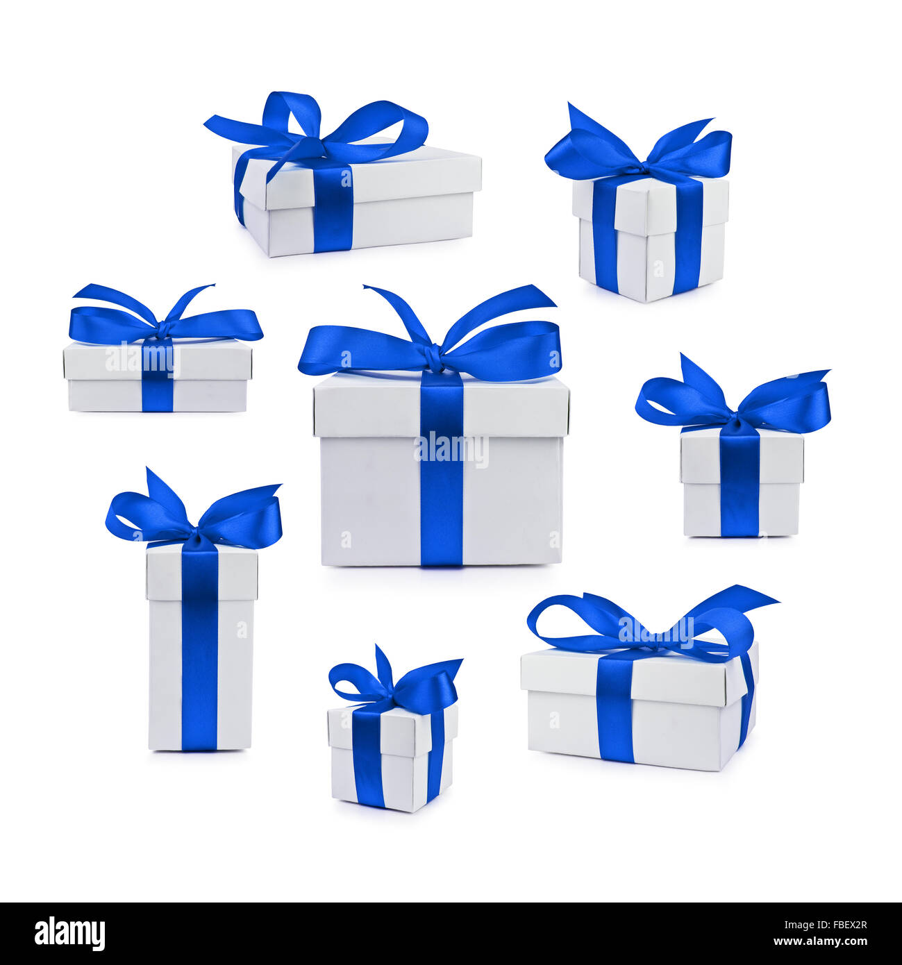 Gift box blue satin Cut Out Stock Images & Pictures - Alamy