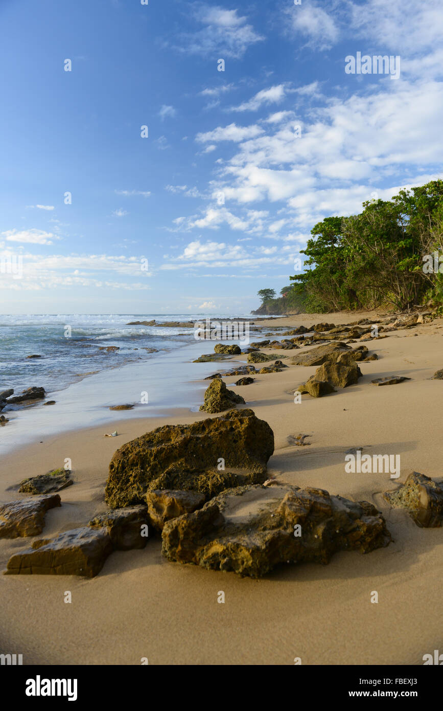 Rock formations along the shore of Maria's Beach. Rincon, Puerto Rico ...