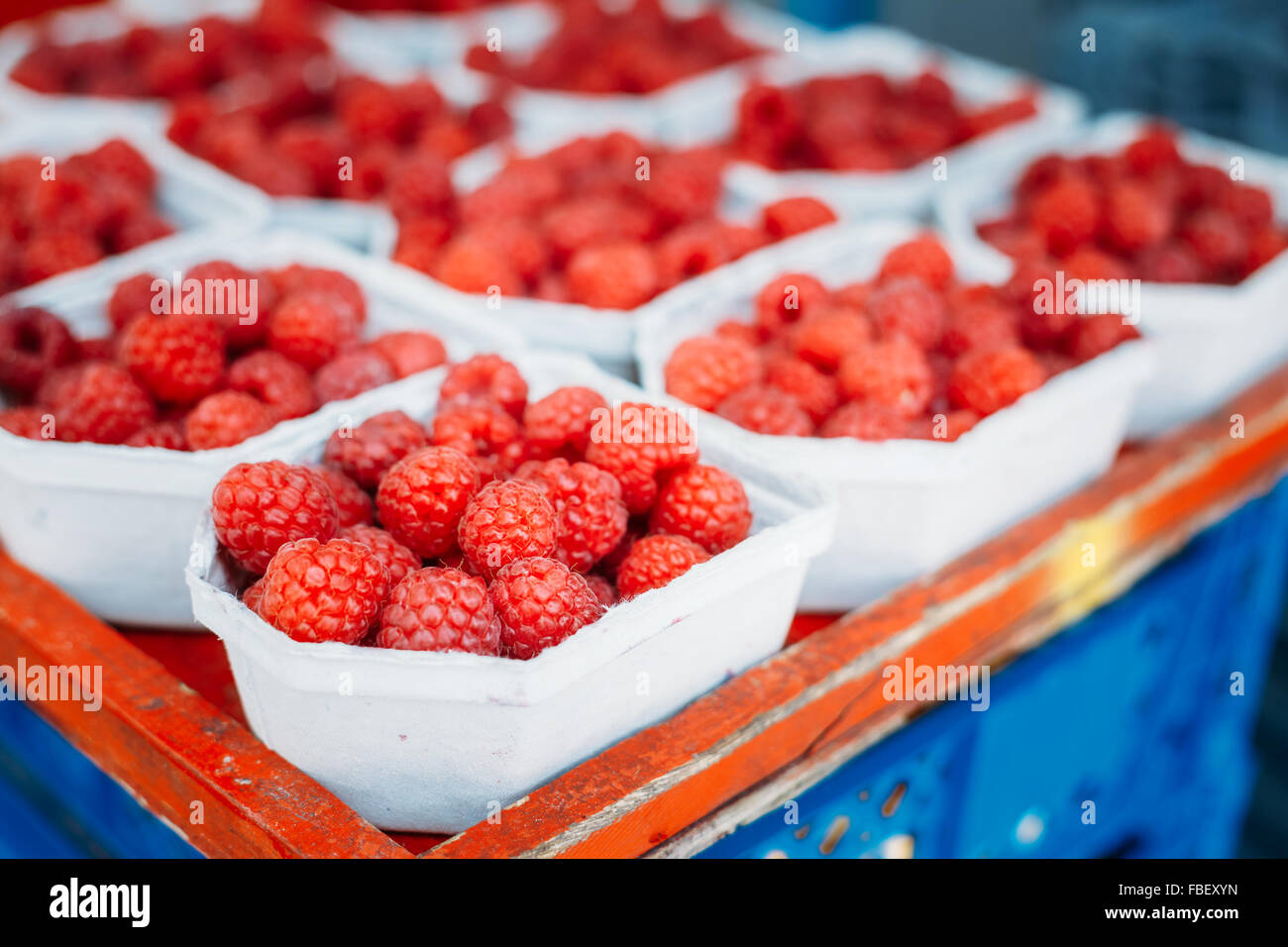 Assortment Of Fresh Organic Red Berries Raspberries At Produce Local ...