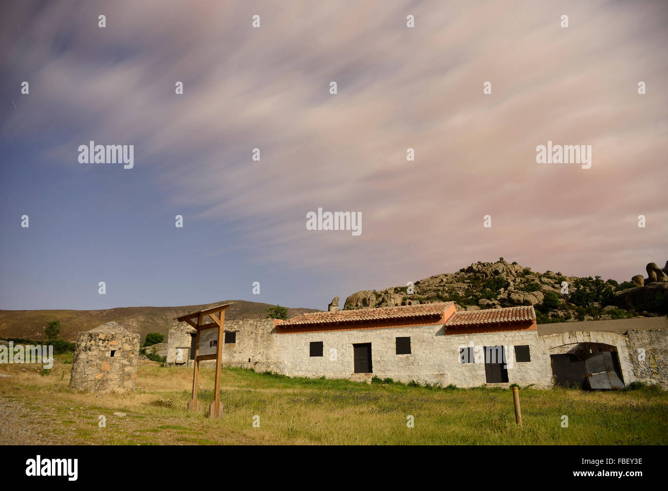 Old outpost and jail of Spanish Civil War in a pasture near Bustarviejo ...