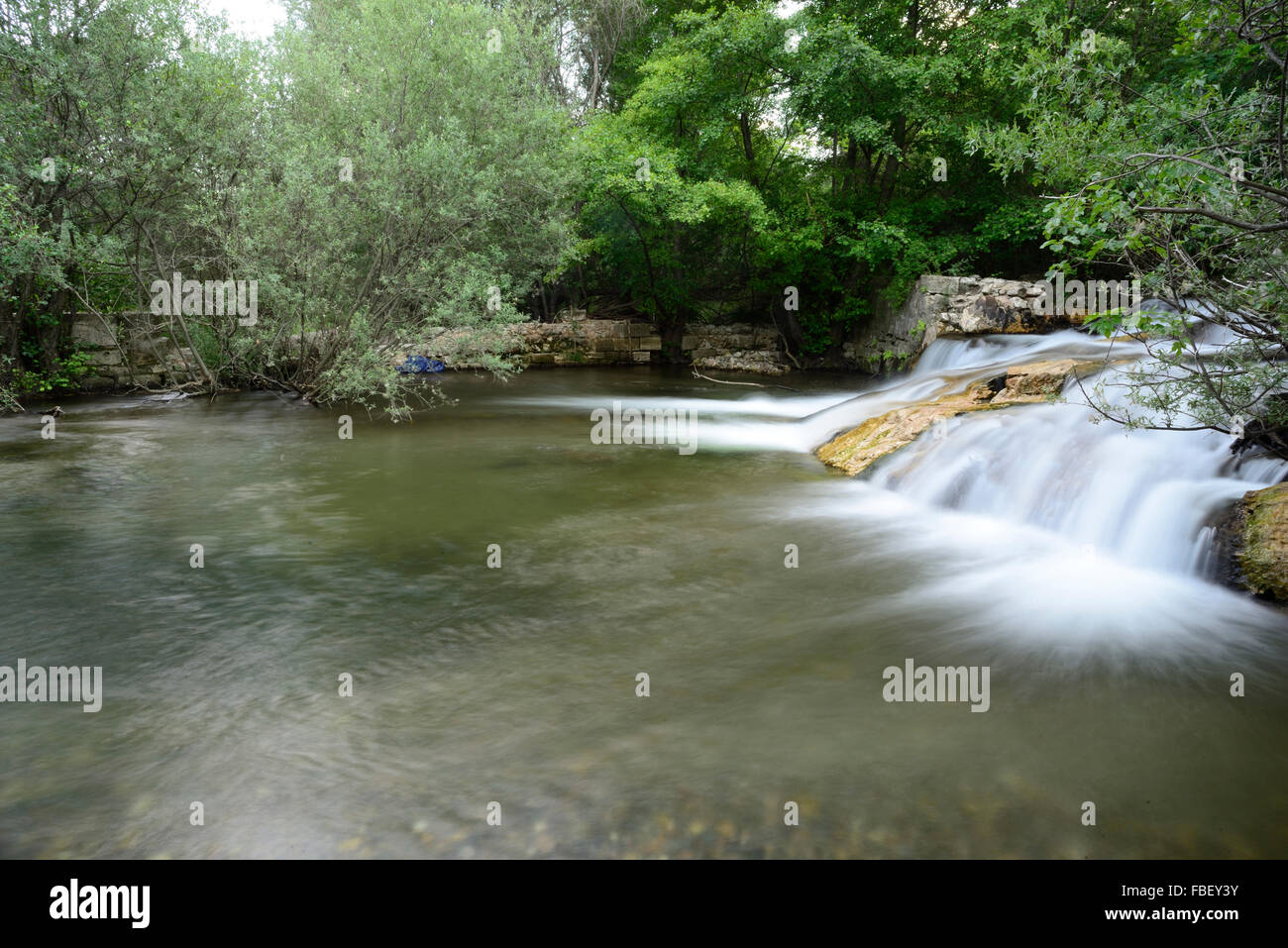 Small waterfall of Jarama river between Madrid and Guadalajara ...