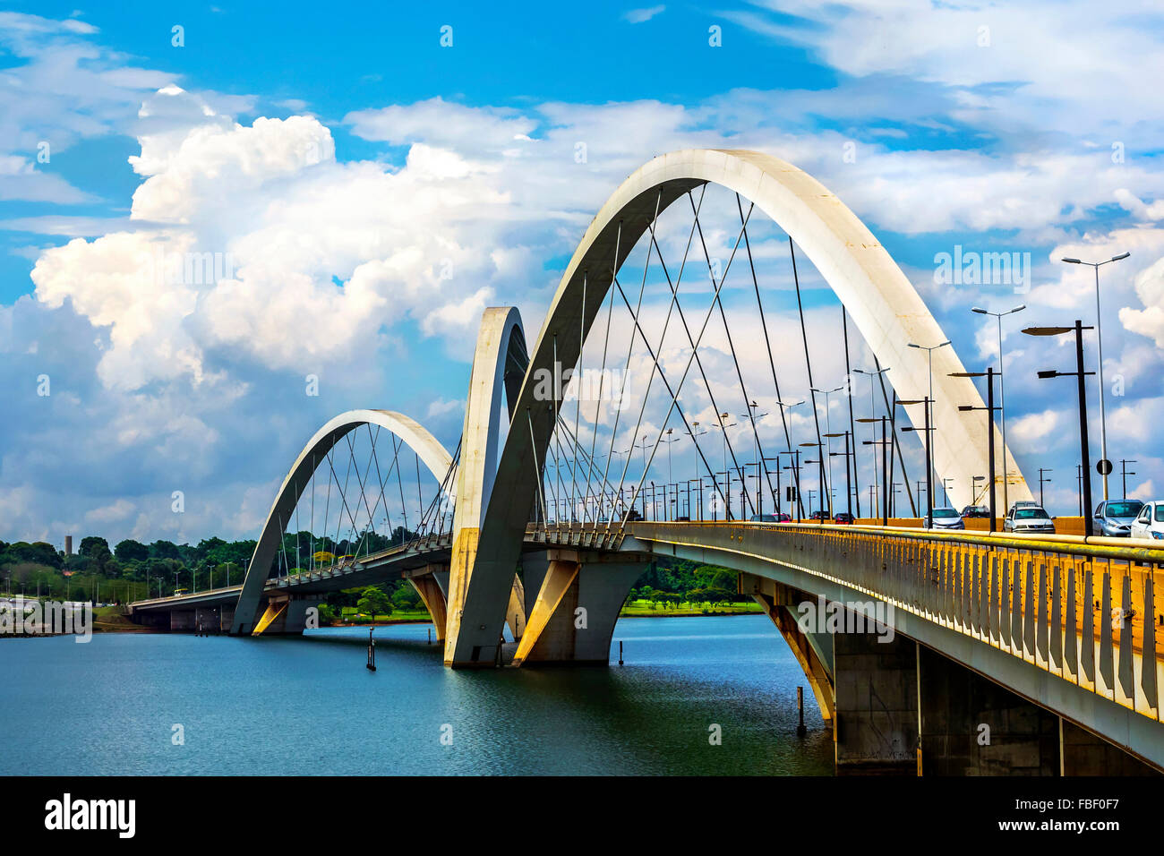 JK Bridge crossing Lake Paranoa in Brasilia, the capital of Brazil ...