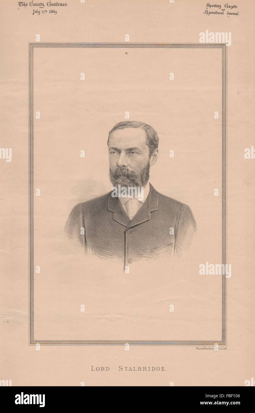 Lord Stalbridge, antique print 1889 Stock Photo - Alamy