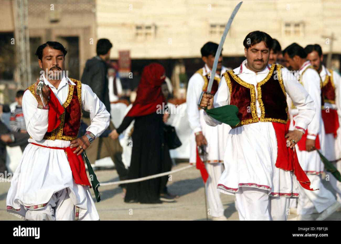 Artists are performing folk dance during to entertain visitors of three ...