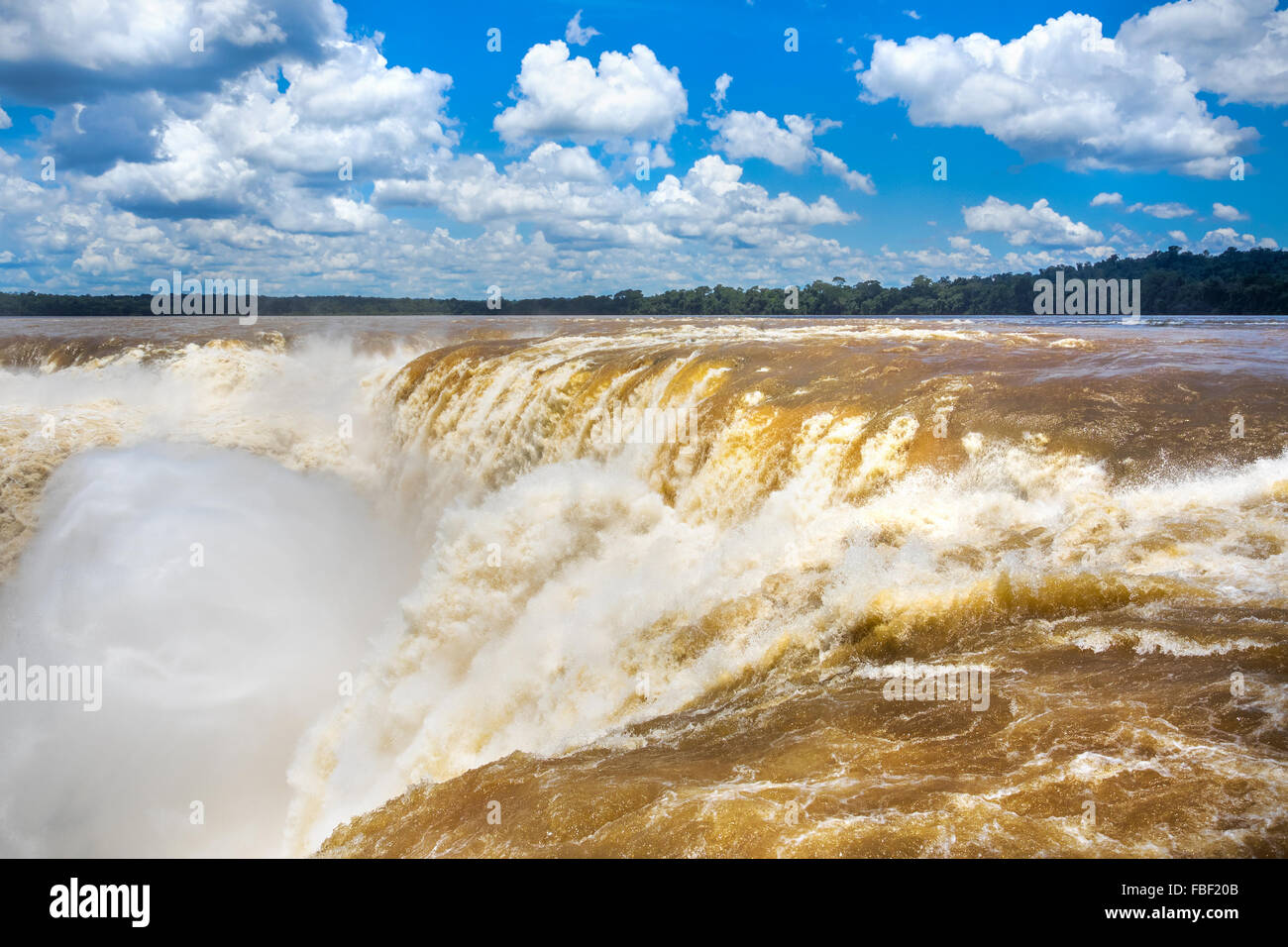 Devil's Throat at Iguazu Falls, on the border of Argentina and Brazil ...