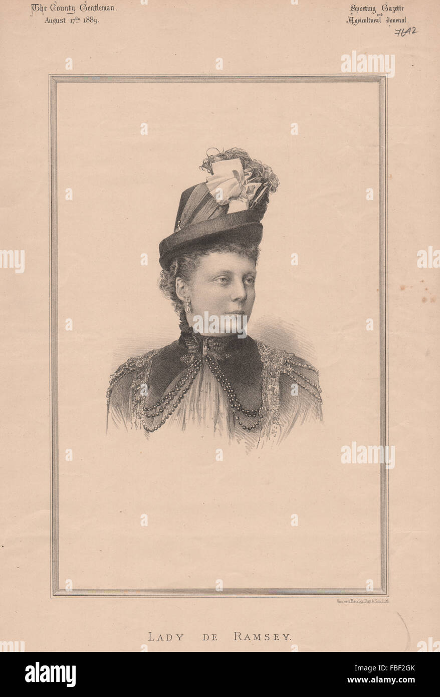 Lady de Ramsey, antique print 1889 Stock Photo - Alamy