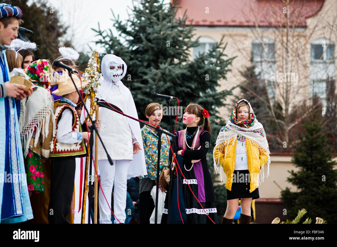 UKRAINE. LVIV - JANUARY 14, 2016: Christmas nativity scene parade of ...