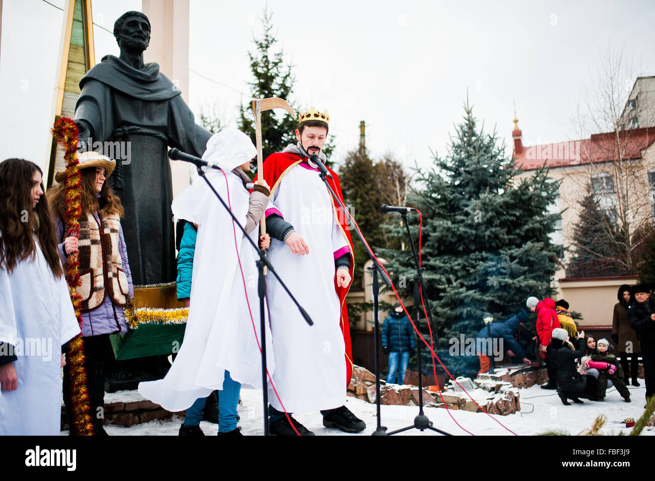 UKRAINE. LVIV - JANUARY 14, 2016: Christmas nativity scene parade of ...