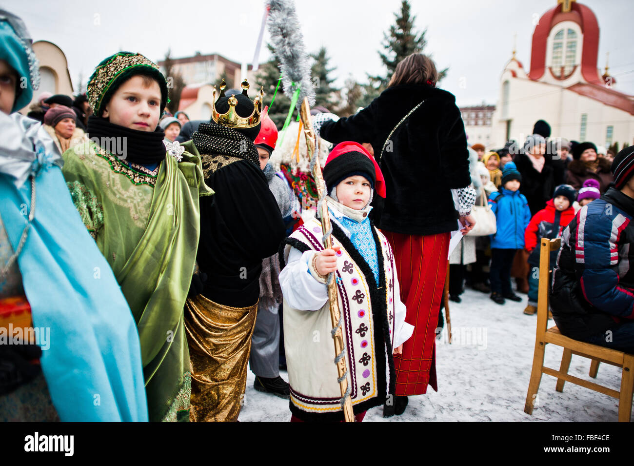 UKRAINE. LVIV - JANUARY 14, 2016: Christmas nativity scene parade of ...